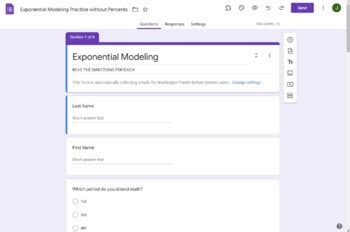 Exponential Modeling Without Percents Google Form By John Robinson