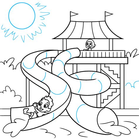 How To Draw A Water Slide Really Easy Drawing Tutorial
