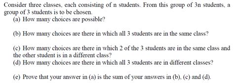 solved consider three classes each consisting of n