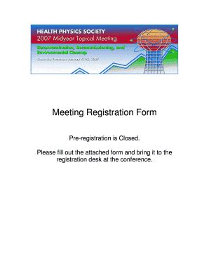 Fillable Online Hps 2007 Midyear Meeting Registration Form Health