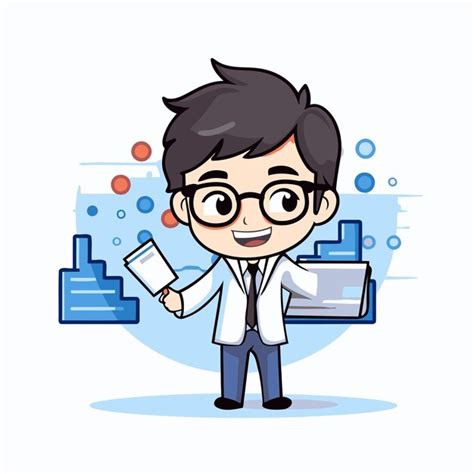 Premium Vector Cute Cartoon Scientist Character Vector Illustrationaaa