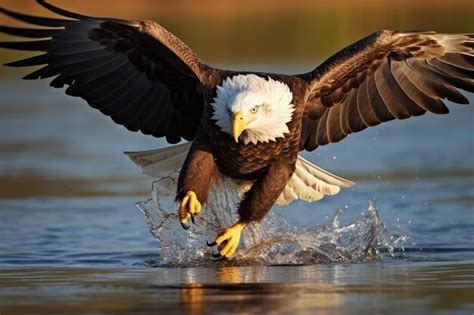 Premium Ai Image Bald Eagle Hunting And Attacking Above Water Predator
