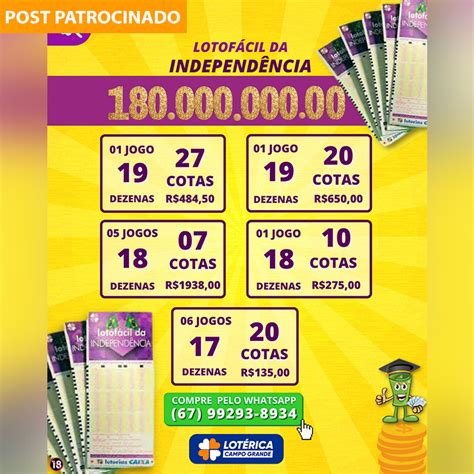 Prêmio Da Lotofácil Da Independência Já é De R 180 Milhões E Não