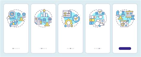 Types Of Benchmarking Onboarding Mobile App Screen Business Walkthrough 5 Steps Editable