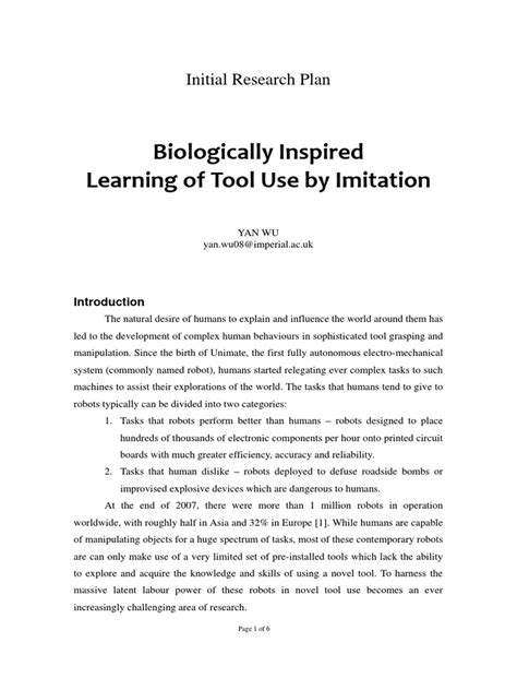 Biologically Inspired Learning Tool Pdf Robot Robotics
