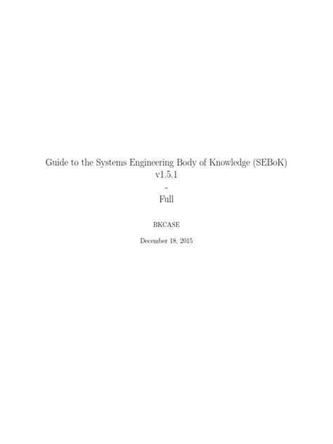 Guide To The Systems Engineering Body Of Knowledge Sebok Pdf
