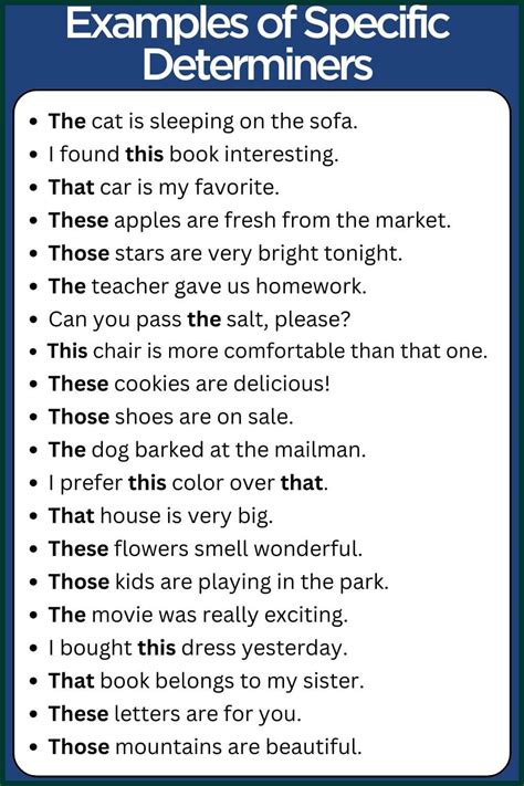 Examples Of Specific Determiners