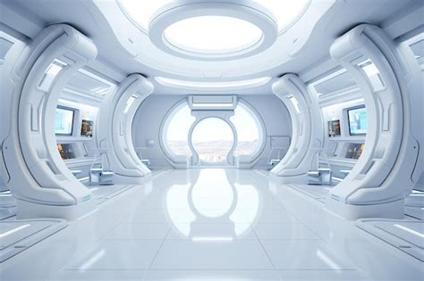 Premium Photo Smooth Clean White Futuristic Interior Science Fiction Lab Or Space Ship
