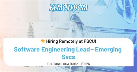 Remote Software Engineering Lead Emerging Svcs At Pscu