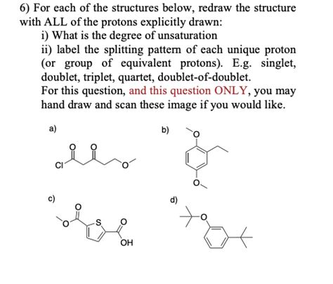 Solved 6 For Each Of The Structures Below Redraw The Chegg Com
