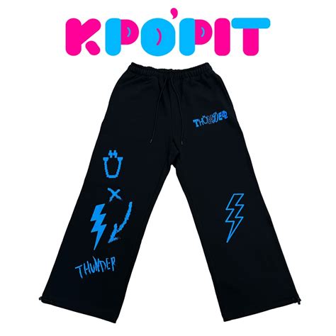 ATEEZ THUNDER POP UP STORE PIGMENT PANTS Blue Shopee Singapore