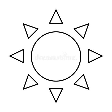 Simple Black And White Sun With Triangular Rays On A White Background