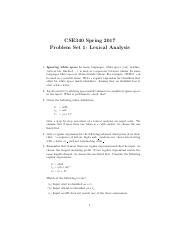 CSE340S17 ProblemSet1 Pdf CSE340 Spring 2017 Problem Set 1 Lexical