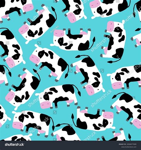 Seamless Pattern Cow Background Textile Stationery Stock Vector Royalty Free 2458477009
