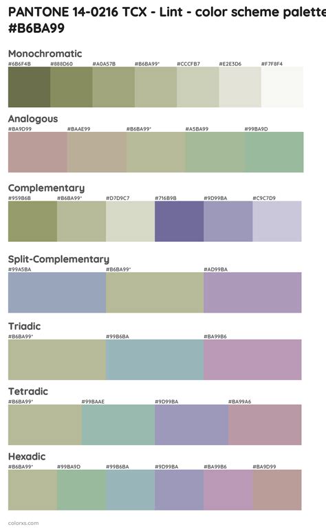 Pantone 14 0216 Tcx Lint Color Palettes