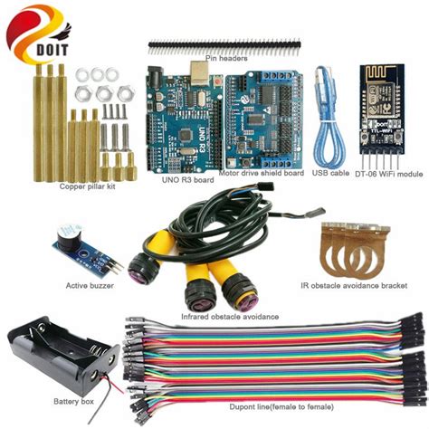 Doit 1 Set Wifi Control Kit For Tracked Tank Robot Chassis With Arduino Uno R3 Board Ir Obstacle