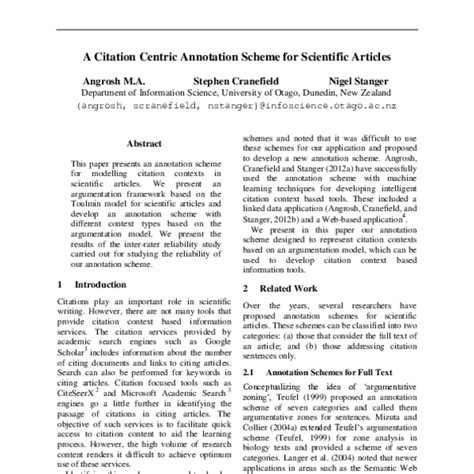 A Citation Centric Annotation Scheme For Scientific Articles Acl Anthology