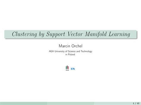 Pdf Clustering By Support Vector Manifold Learning