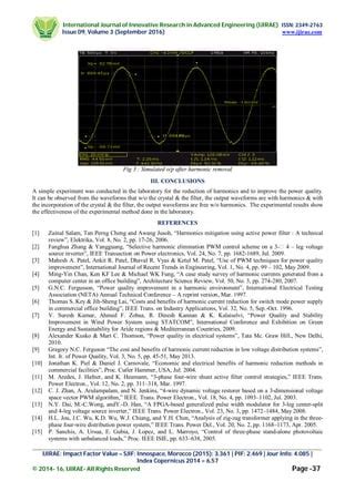 Experimental Methodology Of Reduction Of Harmonics In Power Systems To Increase Power Quality