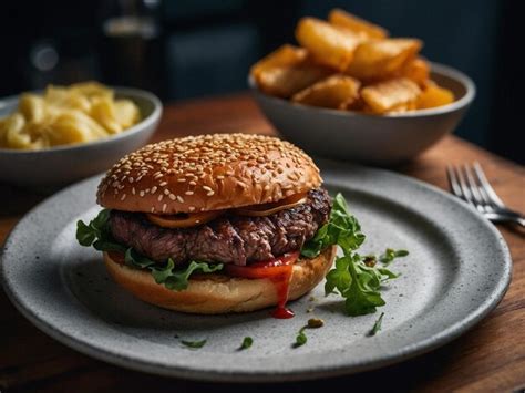 Wagyu Beef Burger Premium Ai Generated Image