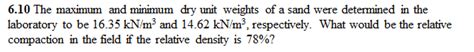 Solved 6 10 The Maximum And Minimum Dry Unit Weights Of A Chegg