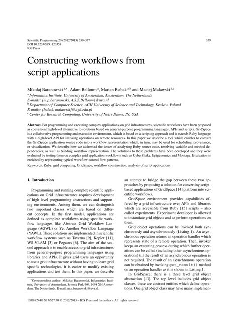 Pdf Constructing Workflows From Script Applications