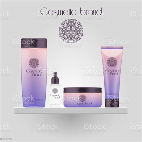 현실적인 그라데이션 색상 화장품 병의 집합입니다 3 차원 이랑 병 흰색 배경에 고립입니다 화장품 패키지입니다 건강관리와 의술에
