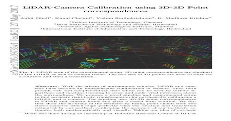 Lidar Camera Calibration Using 3d 3d Point Correspondences · Pdf