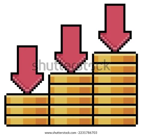 Pixel Art Stack Coins Devaluation Chart Stock Vector Royalty Free