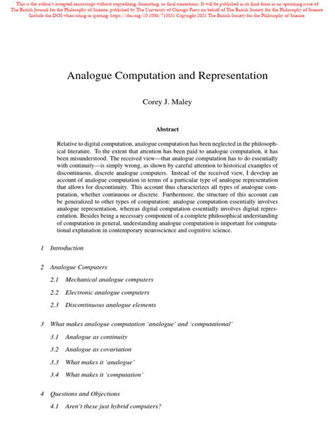 Article On Analog Computation Pdf Function Mathematics Science