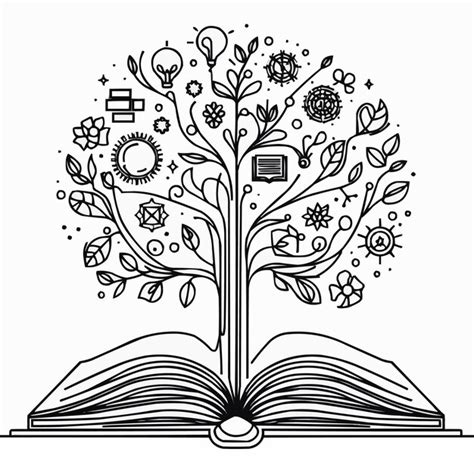 One Line Drawing Of Knowledge Tree Of Book For Creativity Conceptual Premium AI Generated Vector