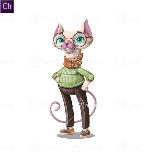 Smart Cat Professor Character Animator Puppet Graphicmama