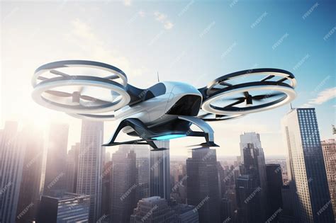 Premium Ai Image Evtol Flying High Over A City Urban Air Mobility