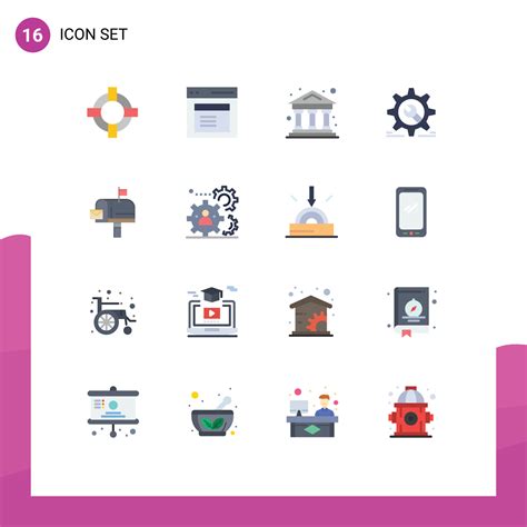 User Interface Flat Color Pack Of Modern Signs And Symbols Of Box Configuration School Wrench