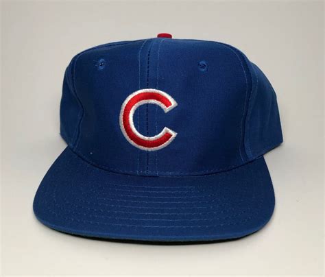 90s Chicago Cubs Plain Logo Mlb Snapback Hat Rare Vntg