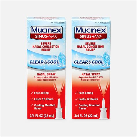 Fsa Eligible Mucinex Sinus Max Nasal Spray Clear And Cool 75 Oz 2 Pack Fsa Store