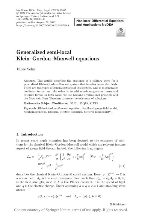 Generalized Semi Local Klein Gordon Maxwell Equations