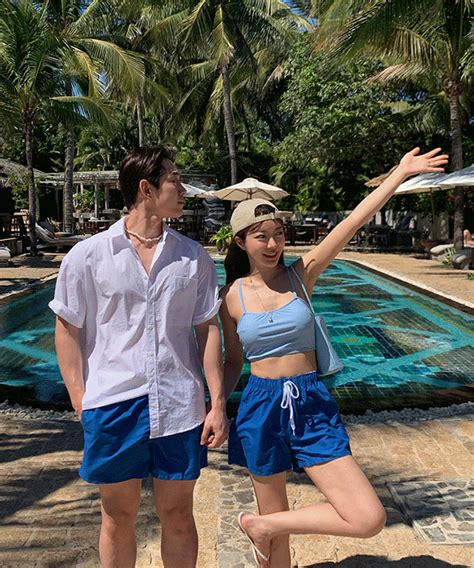 샌드포유 [바캉스룩 휴양지룩] 레인보우 비치 수영복 쇼츠 커플 반바지