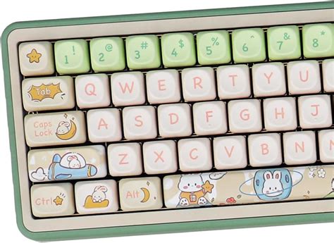 Amazon SUEHIODHY PBT Moon Rabbit Keycaps Set MOA Profile Cute