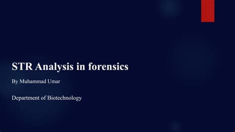 Str Analysis And Dna Typing In Forensic Science Techniques Steps