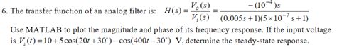 Solved 6 The Transfer Function Of An Analog Filter Is H S Chegg Com
