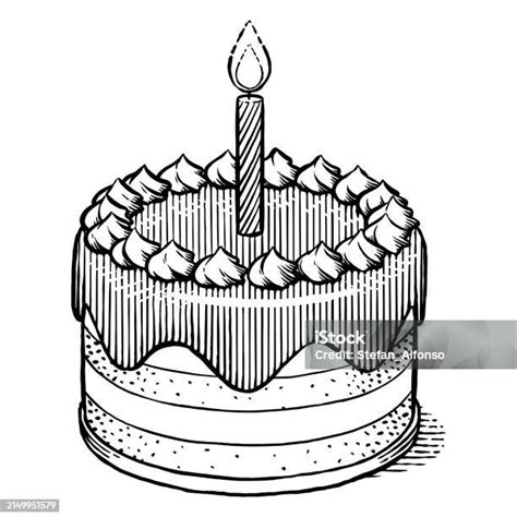 생일 케이크의 벡터 일러스트 레이 션 와 와 1개의 촛불 와 정상에 0명에 대한 스톡 벡터 아트 및 기타 이미지 0명 고풍