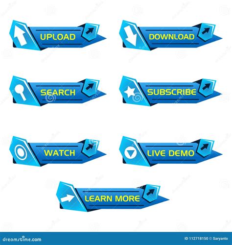 blue set web buttons stock button for web blog etc stock vector