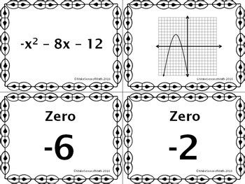 Zeros Of Quadratic Equations Functions Task Cards By Make Sense Of Math