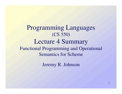 Functional Programming And Operational Semantics Notes Cs 550 Docsity