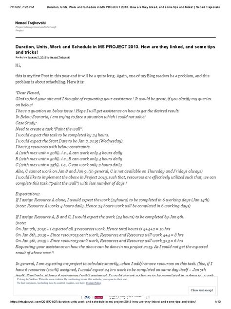 duration units work and schedule in ms project 2013 how are they