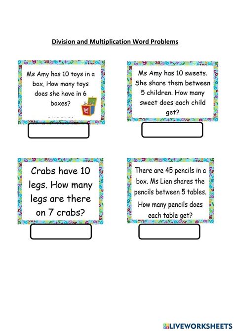Multiplication And Division Word Problems Printable Coloring Free