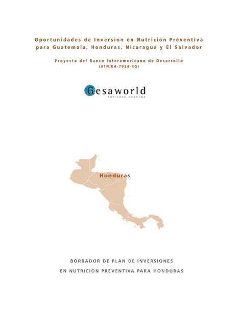 Planes De Inversion Honduras Pdf Desnutrición Honduras