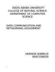 NETWORKING ASSIGNMENT Docx ADDIS ABABA UNIVERSITY COLLEGE OF NATURAL