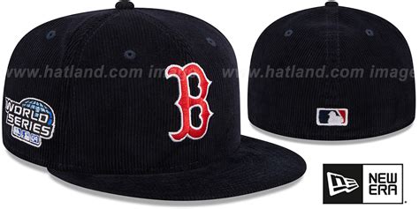 Boston Red Sox Old School Corduroy Side Patch Navy Fitted Hat